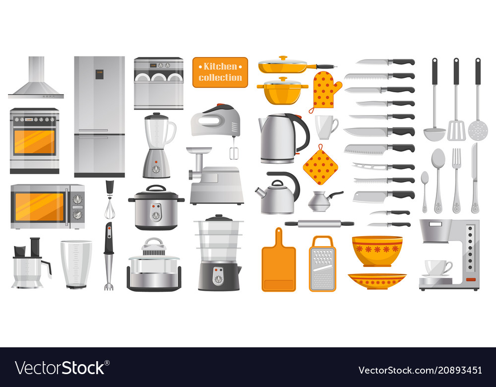Set different kitchen tools Royalty Free Vector Image