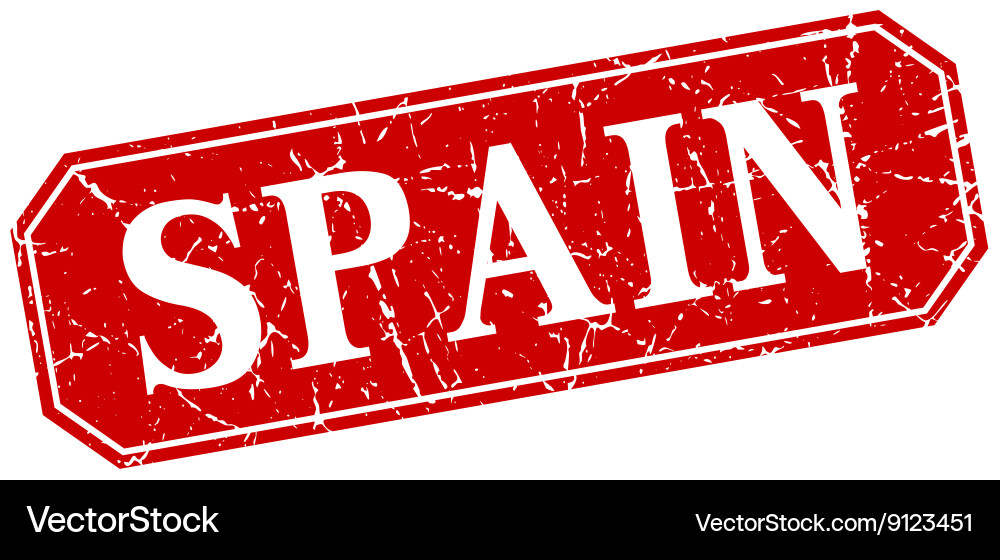 Spain red square grunge retro style sign Vector Image