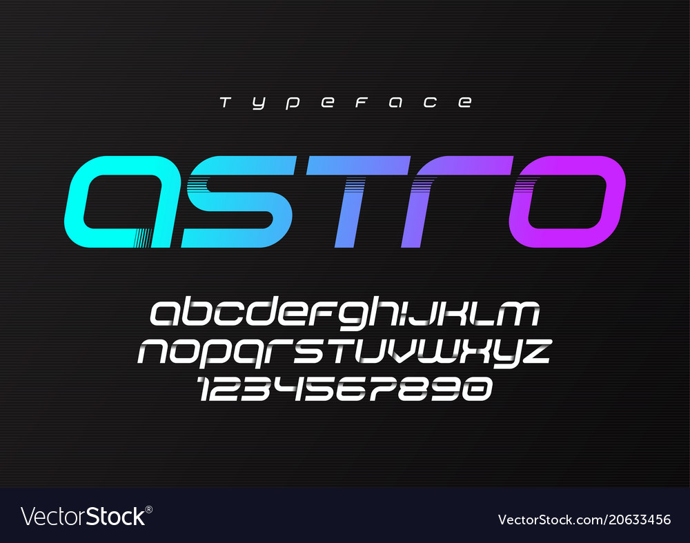 Astro Futuristic Minimalist Display Font Design Vector Image