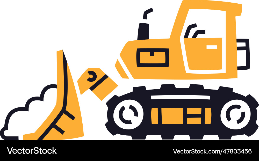 Bulldozer or dozer as construction equipment and Vector Image