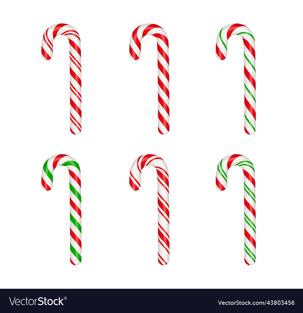 Christmas candy canes set stick Royalty Free Vector Image