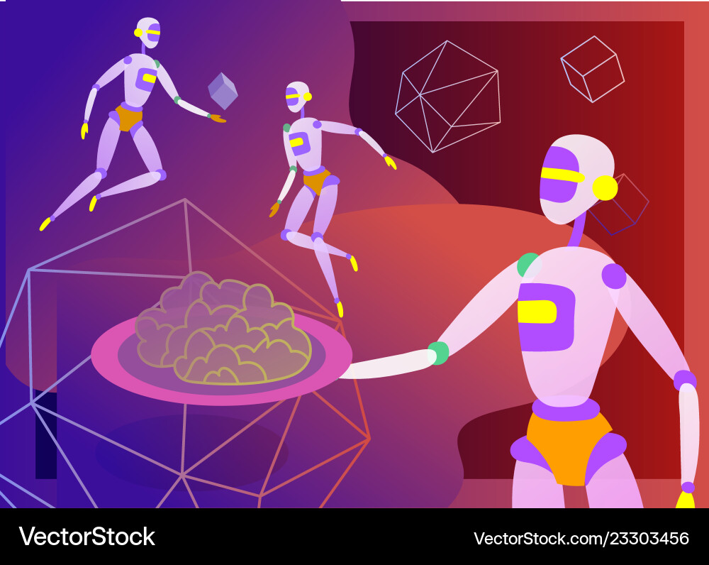 Concept of artificial intelligence and cyber Vector Image