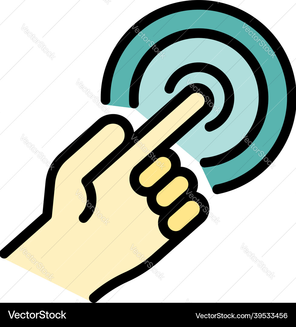 Finger touch point icon color outline Royalty Free Vector