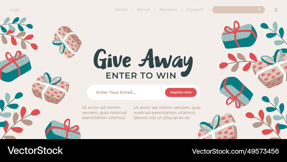 Give away enter email to win website page Vector Image