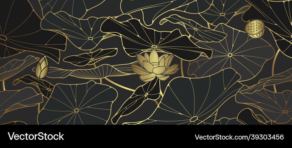 Golden lotus luxury background Royalty Free Vector Image