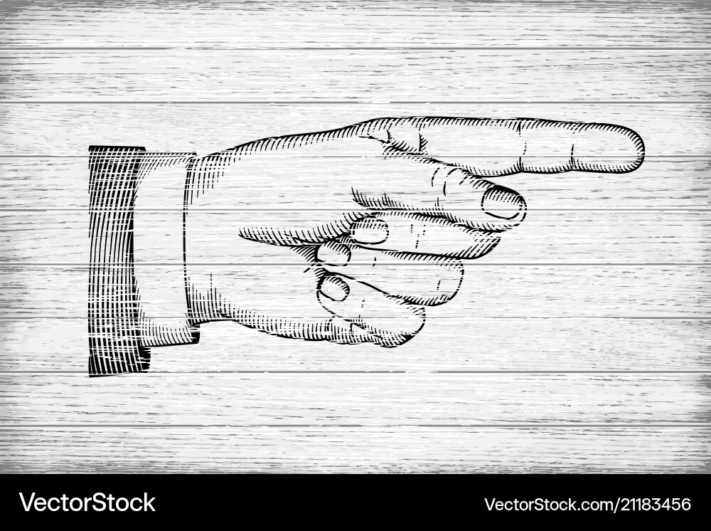 Hand with pointing finger retro styled Royalty Free Vector