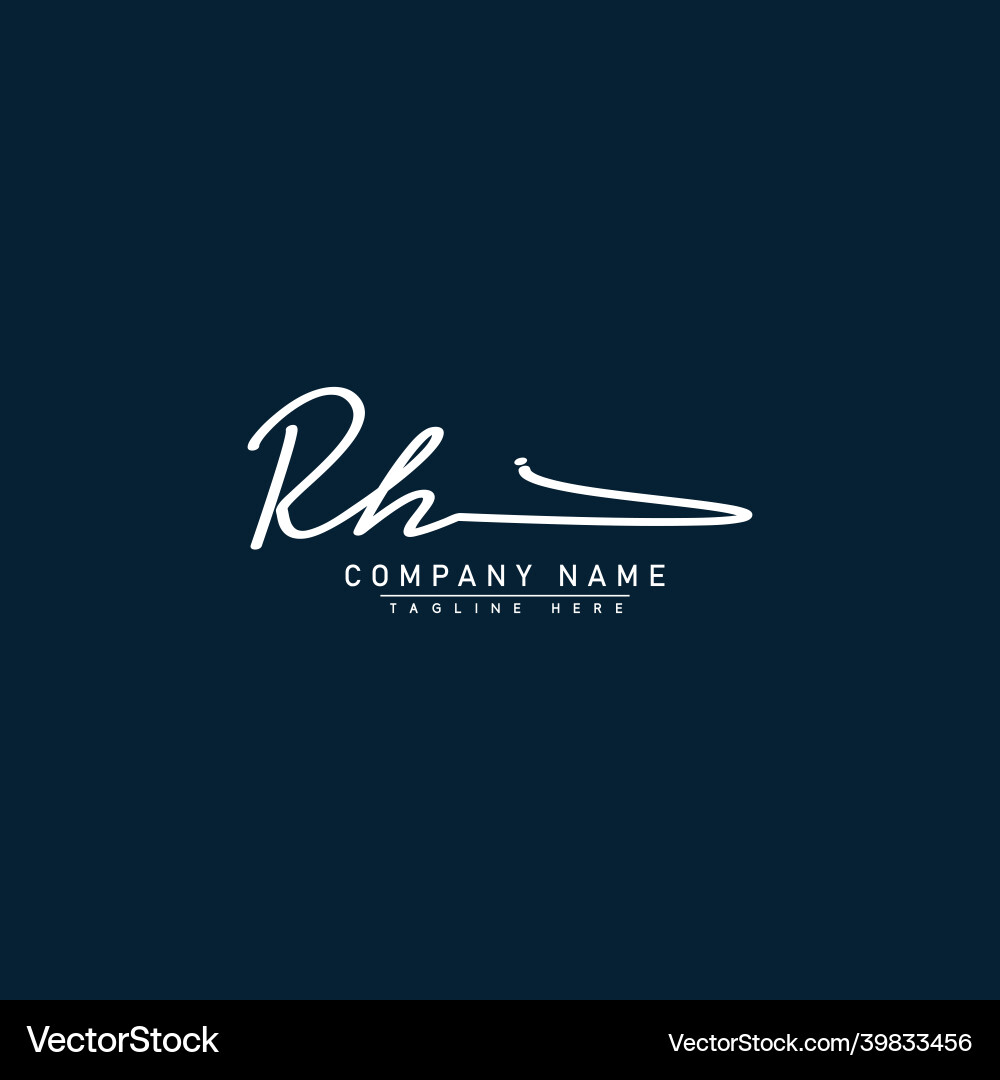 Initial letter rh logo handwritten signature Vector Image
