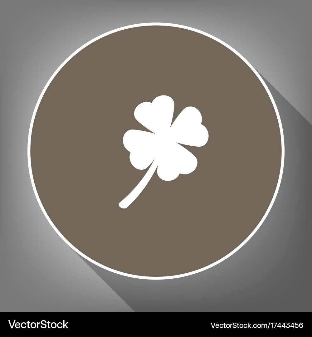 Leaf clover sign white icon on brown Royalty Free Vector