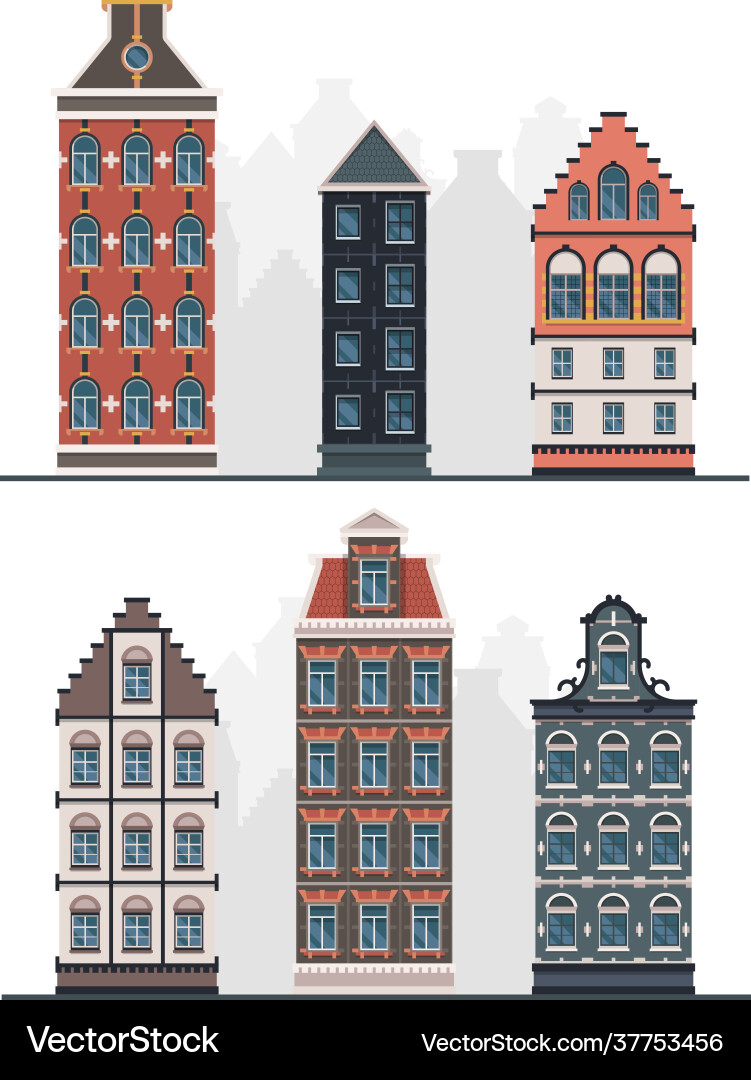 Old buildings antique european constructions Vector Image