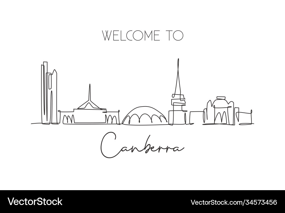 One single line drawing canberra city skyline Vector Image