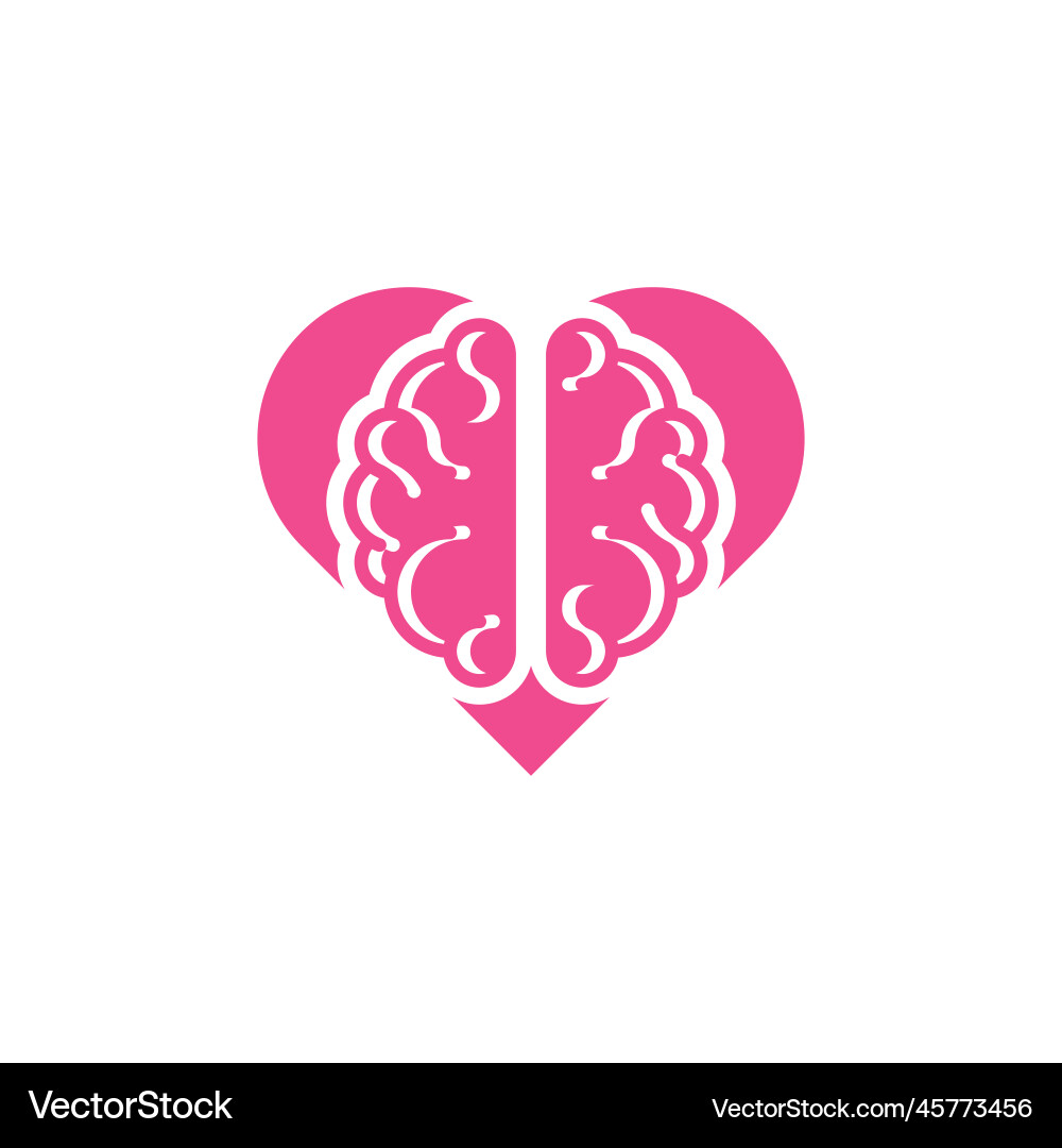 Rational love brain heart logo icon template Vector Image