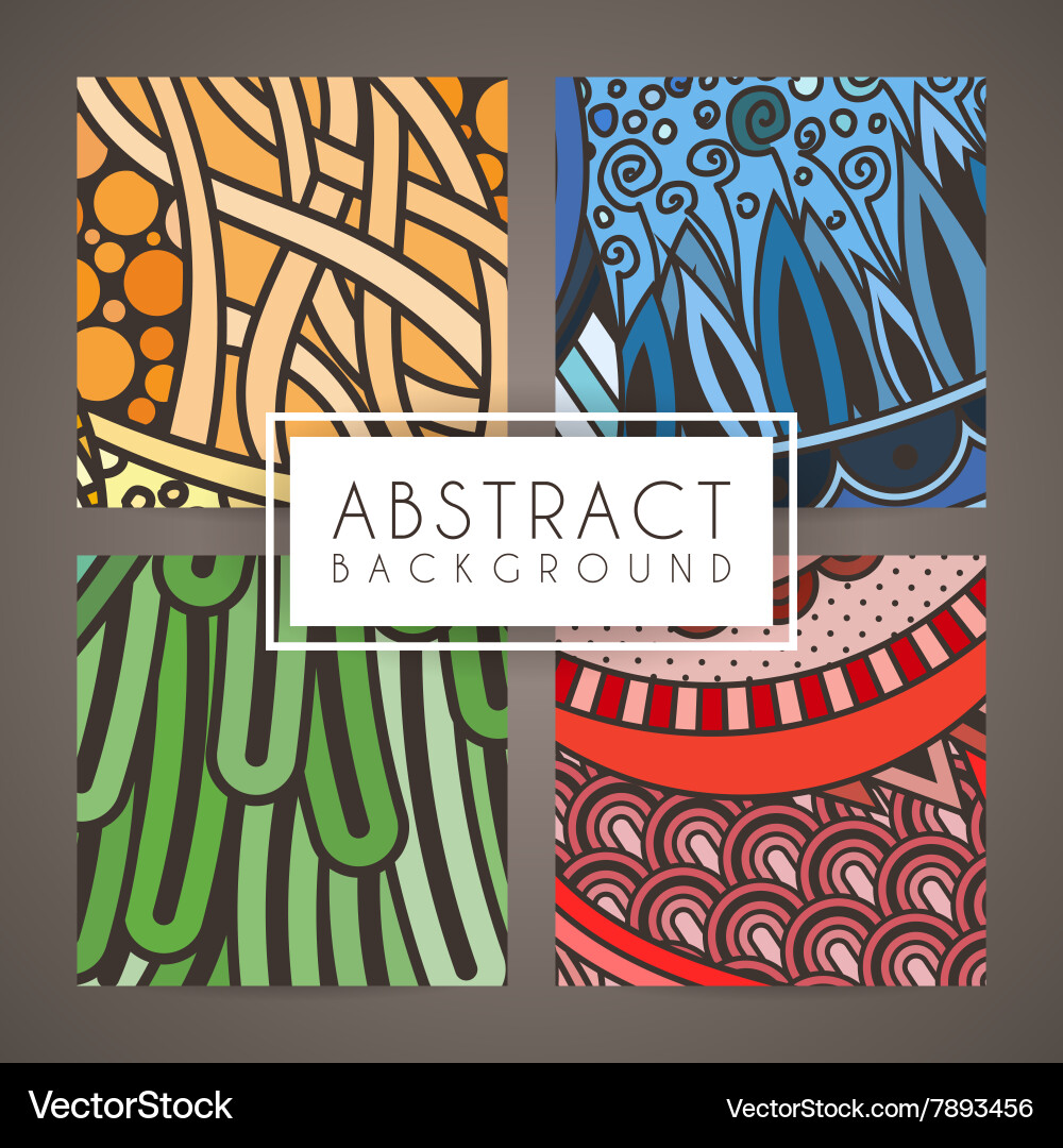 Set of four colorful intricate patterns Royalty Free Vector