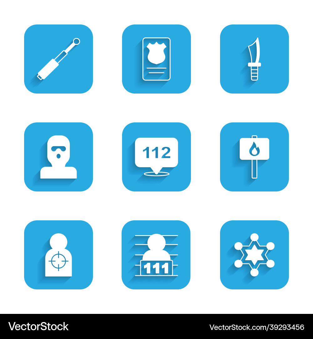 Set telephone call 112 suspect criminal hexagram Vector Image
