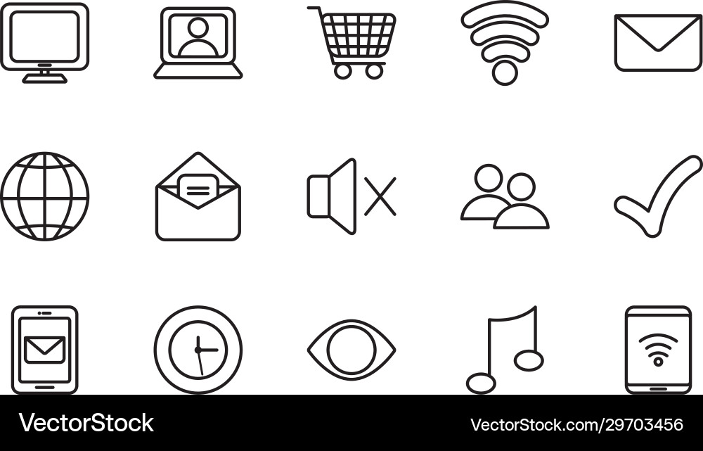Social media line style icon set design Royalty Free Vector