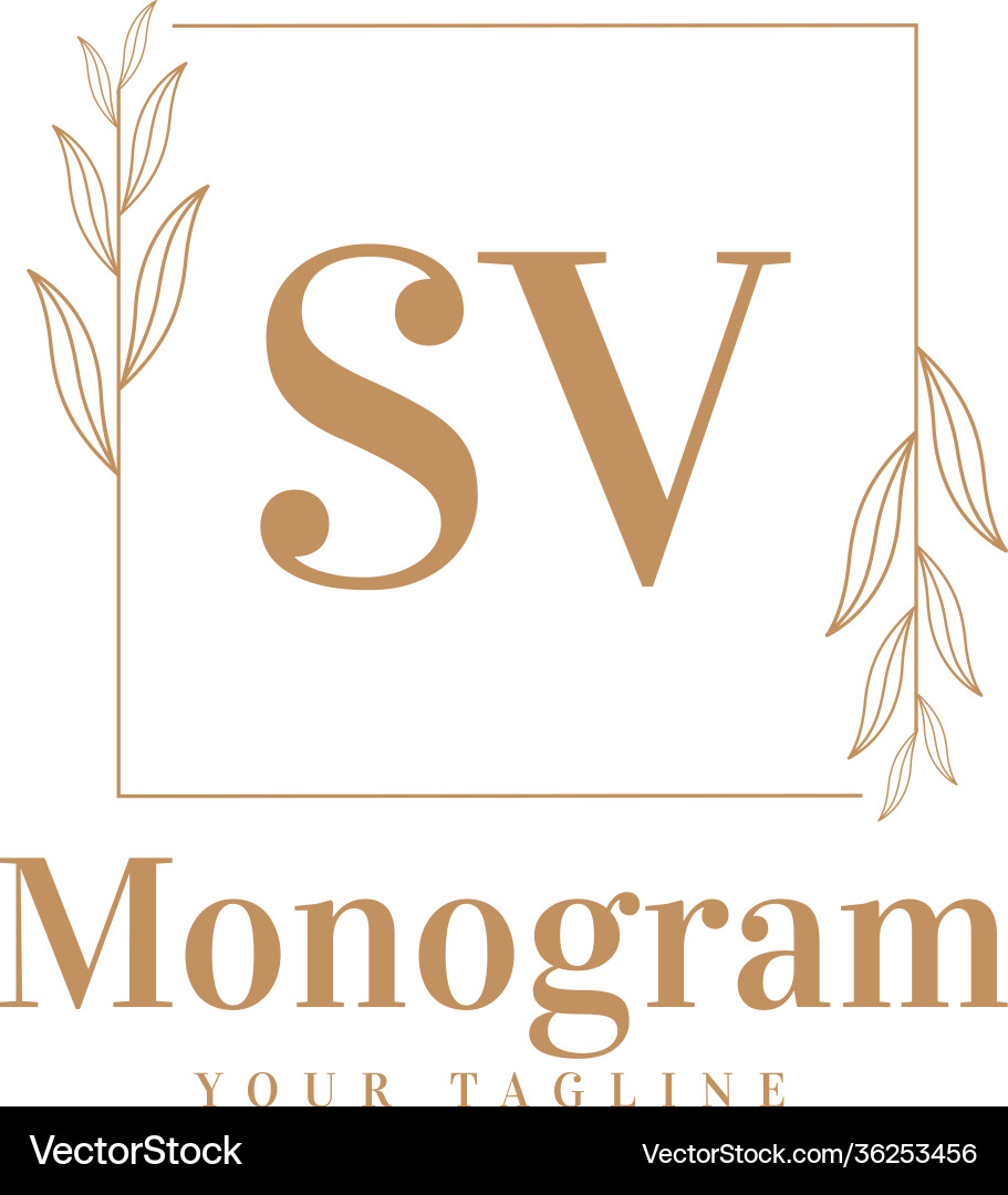 Sv initial a logo design with feminine style Vector Image