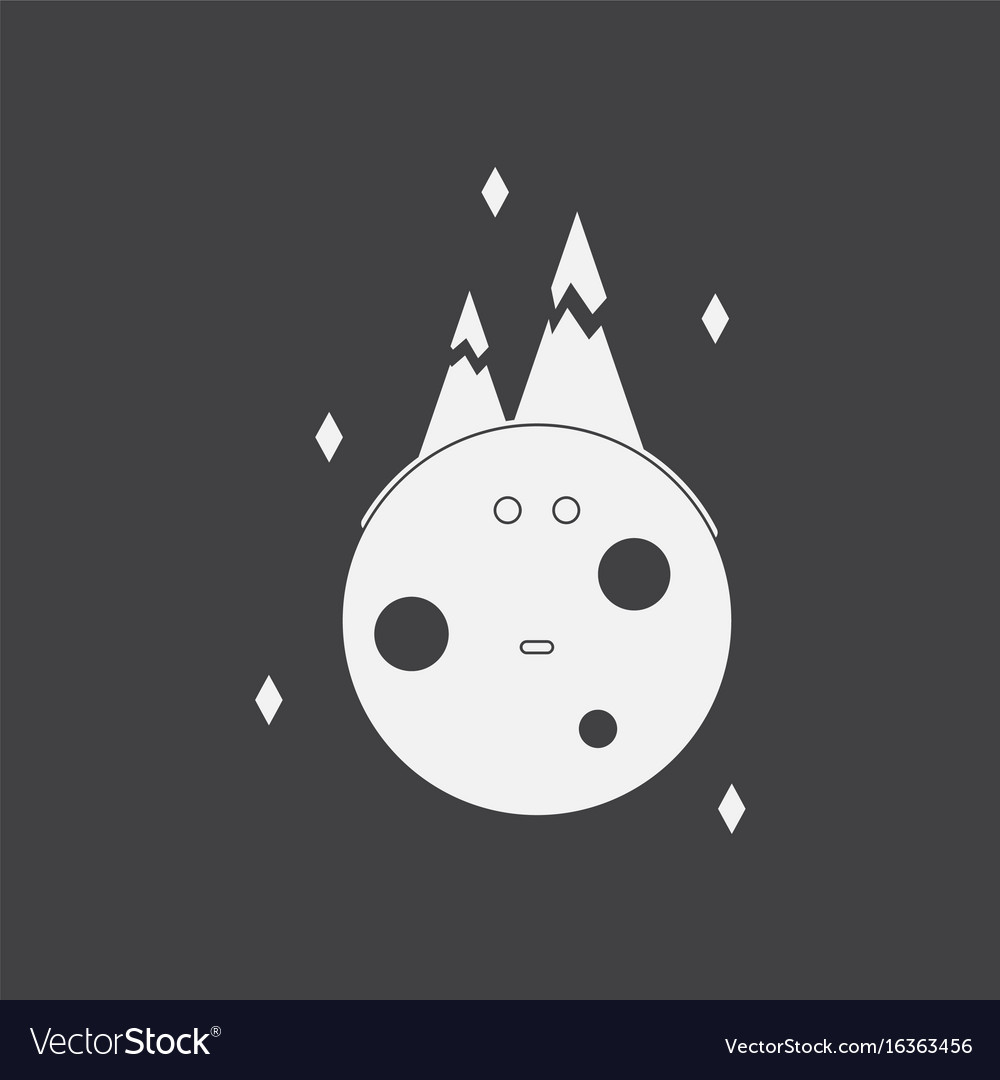 White icon on black background planet and Vector Image