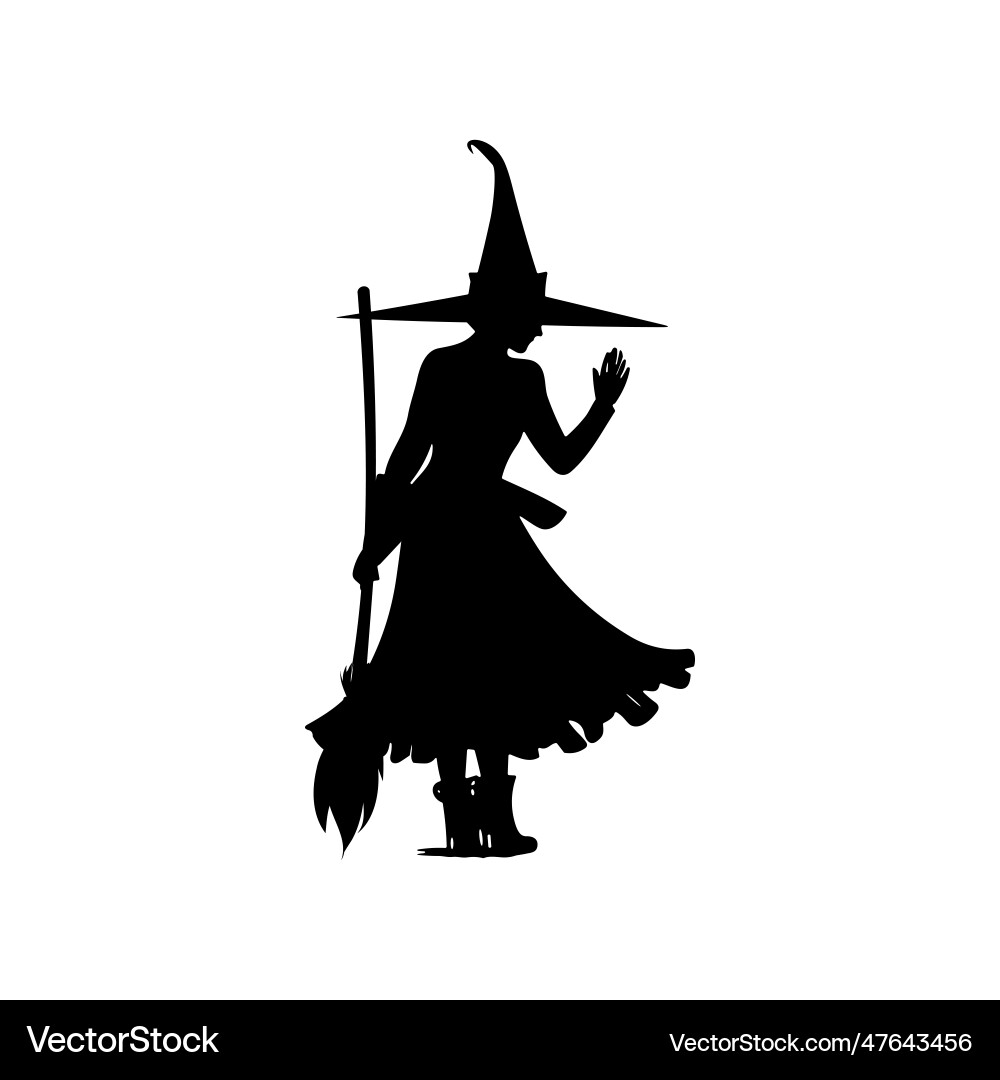 Witch silhouette halloween element clip art icon Vector Image