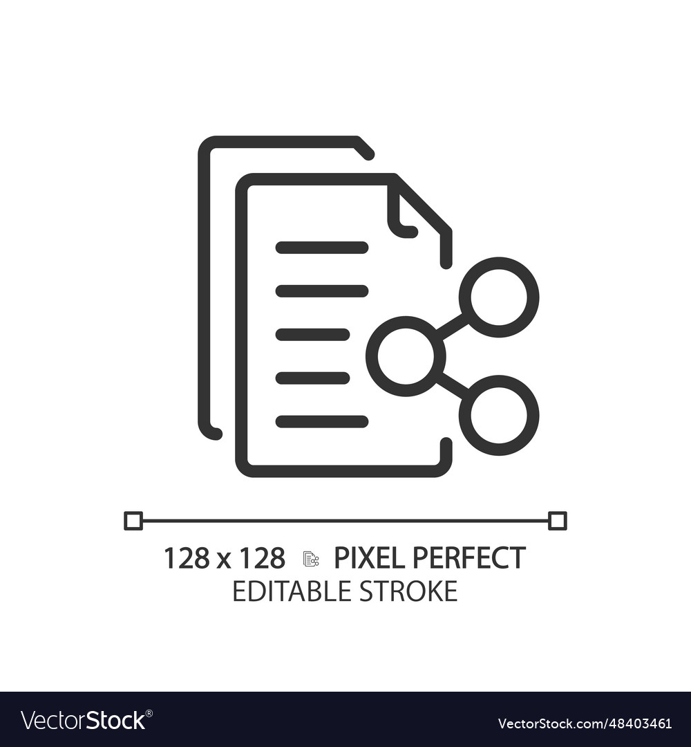 2d Customizable Document Sharing Thin Line Black Vector Image