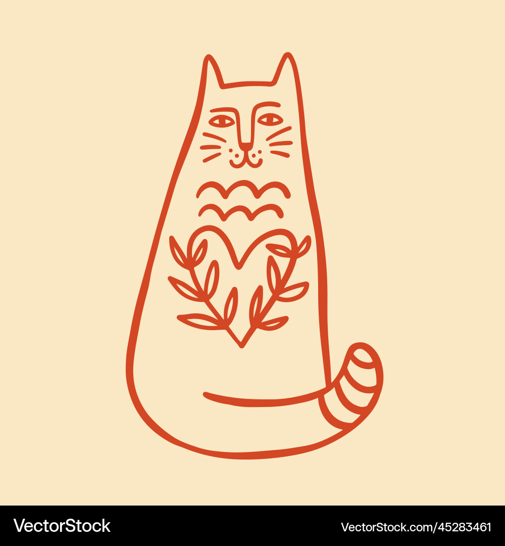 Artistic cat in vintage retro style Royalty Free Vector
