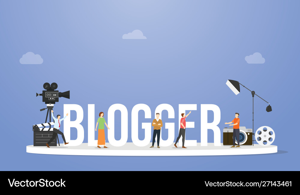 Blogger or vlogger concept with big text word Vector Image