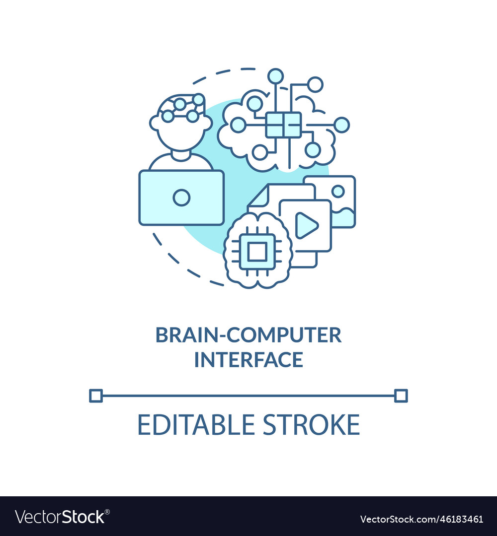 Brain computer interface turquoise concept icon Vector Image