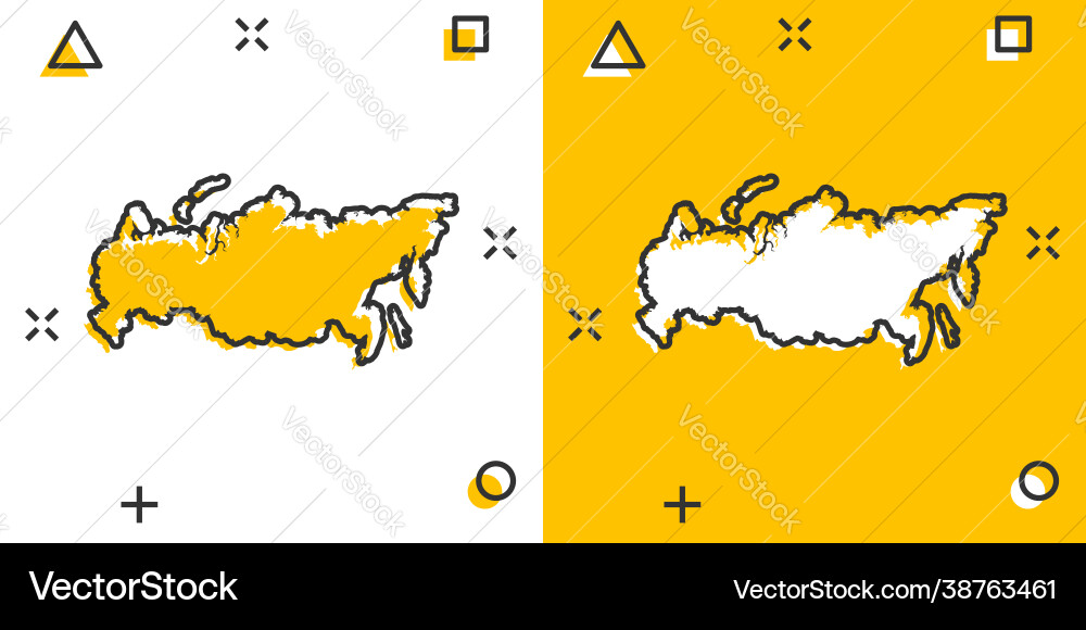 Cartoon colored russia map icon in comic style Vector Image