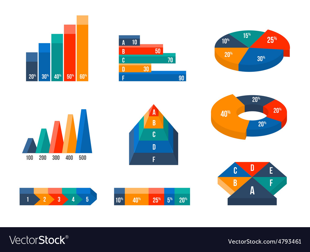 Charts Diagrams And Graphs In Modern Isometric 3d Vector Image