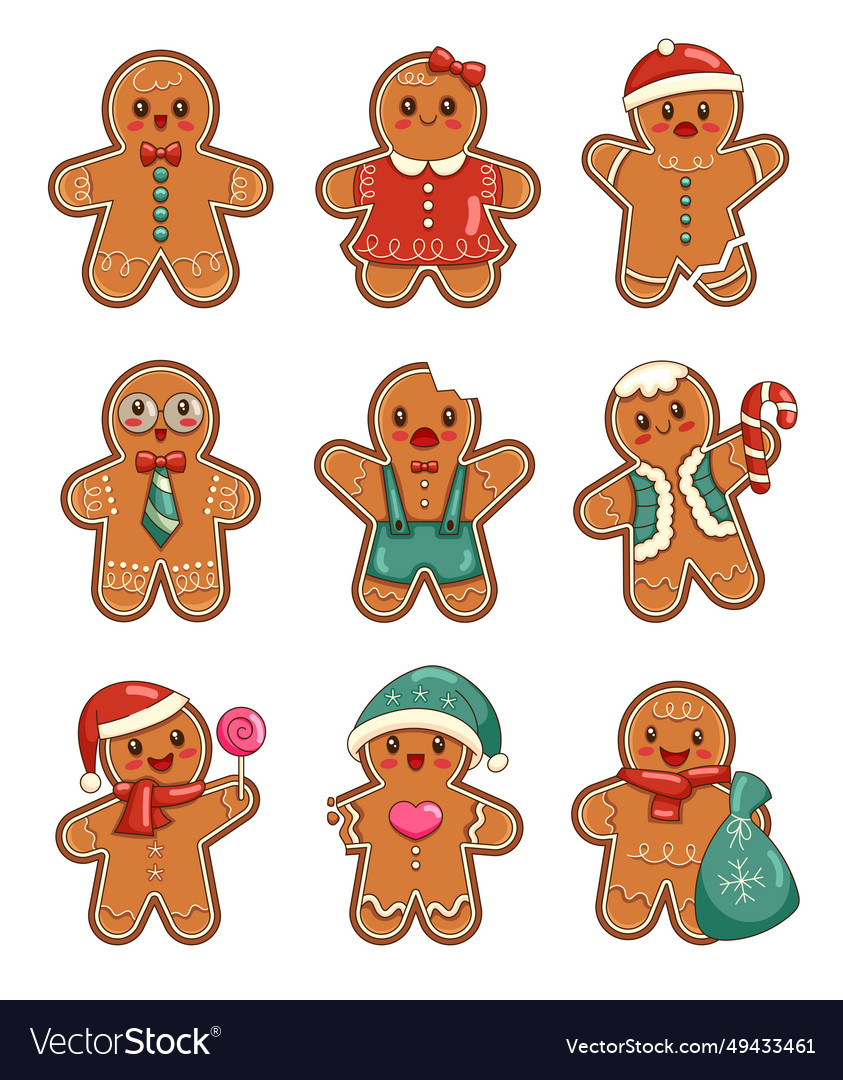 Christmas gingerbread men holiday winter Vector Image
