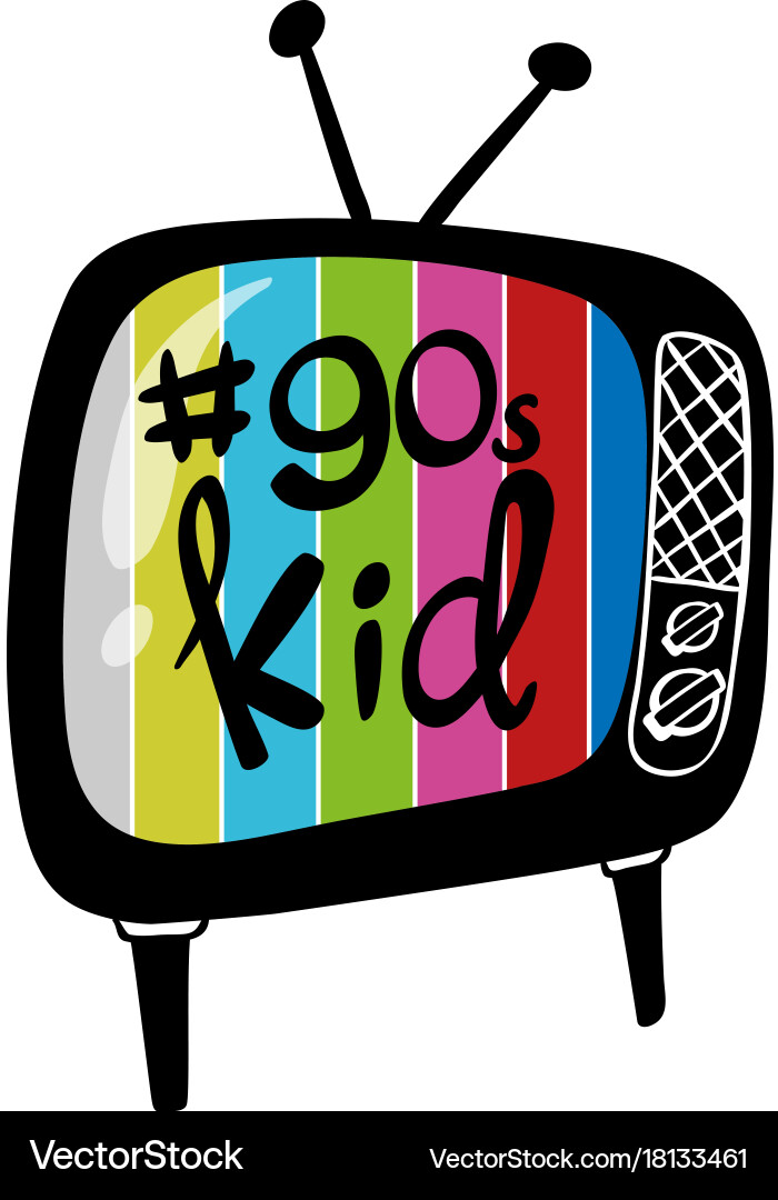 Color television with 90s kid Royalty Free Vector Image