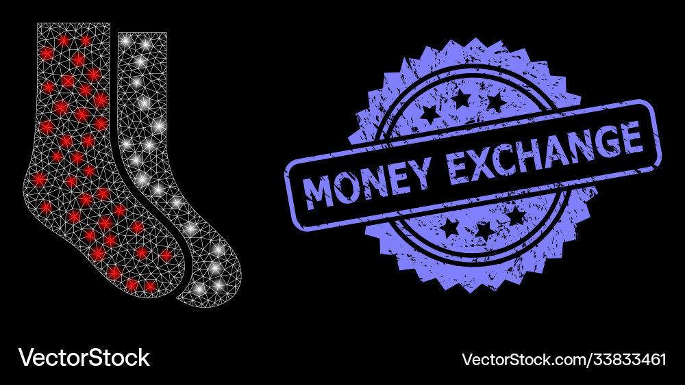 Distress money exchange seal and bright web Vector Image