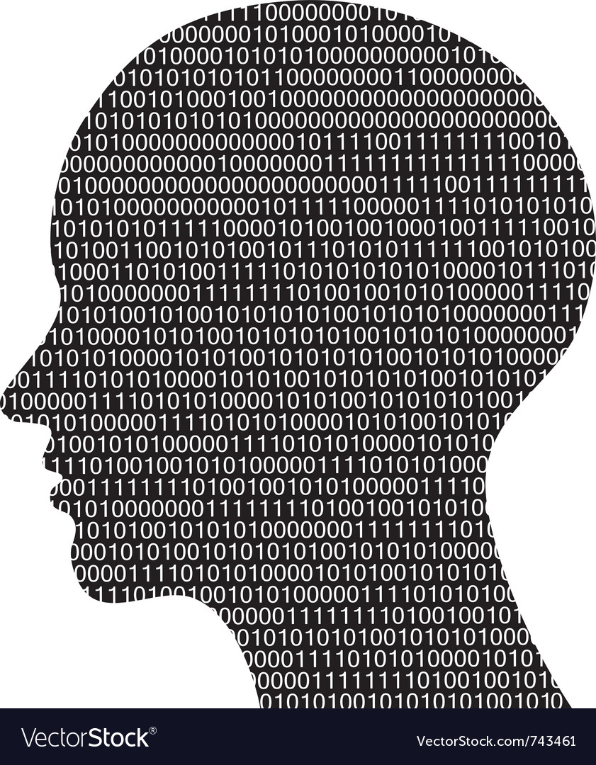Head silhouette with binary code Royalty Free Vector Image