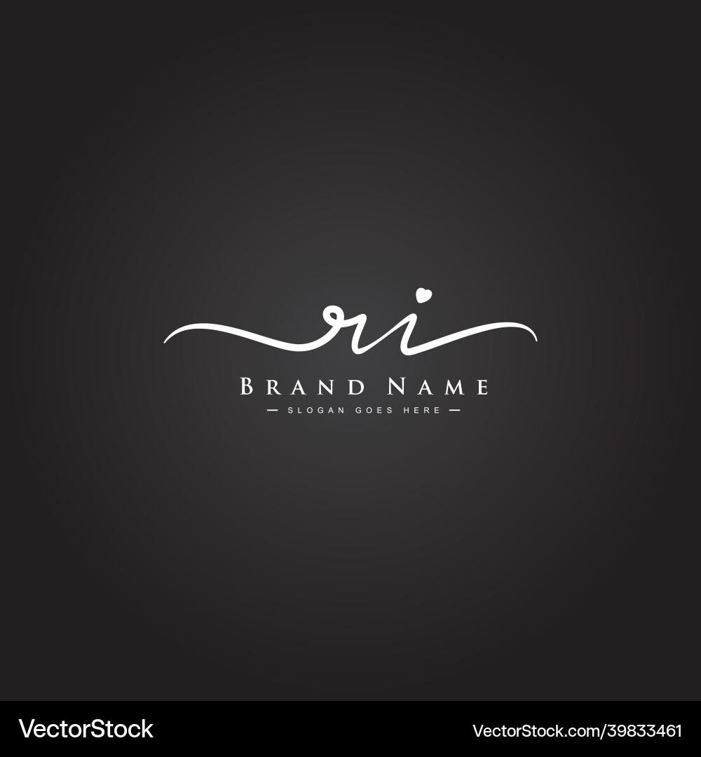 Initial letter ri logo hand drawn signature Vector Image