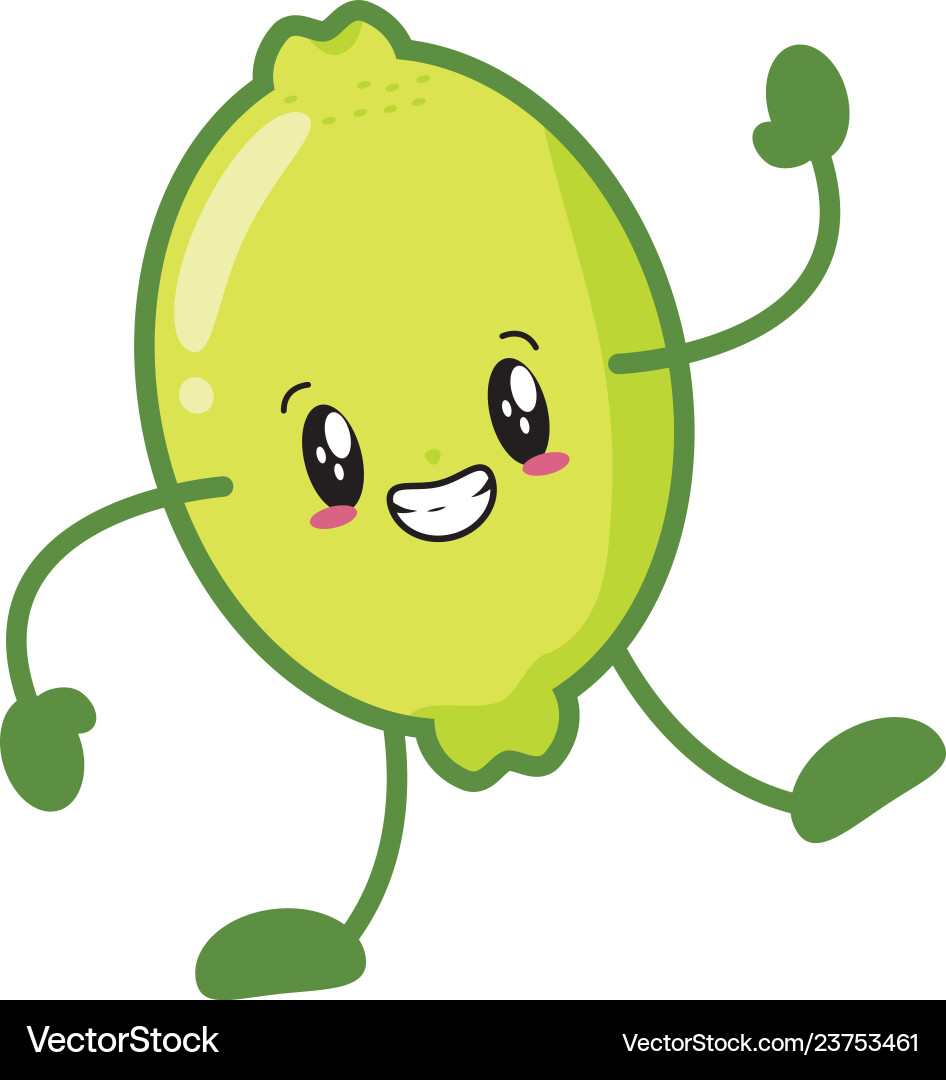 Kawaii lemon cartoon character Royalty Free Vector Image