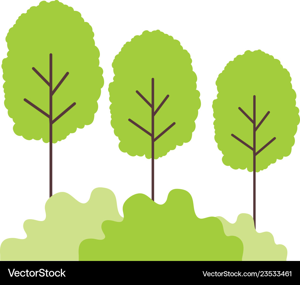 Landscape with trees and plants isolated icon Vector Image