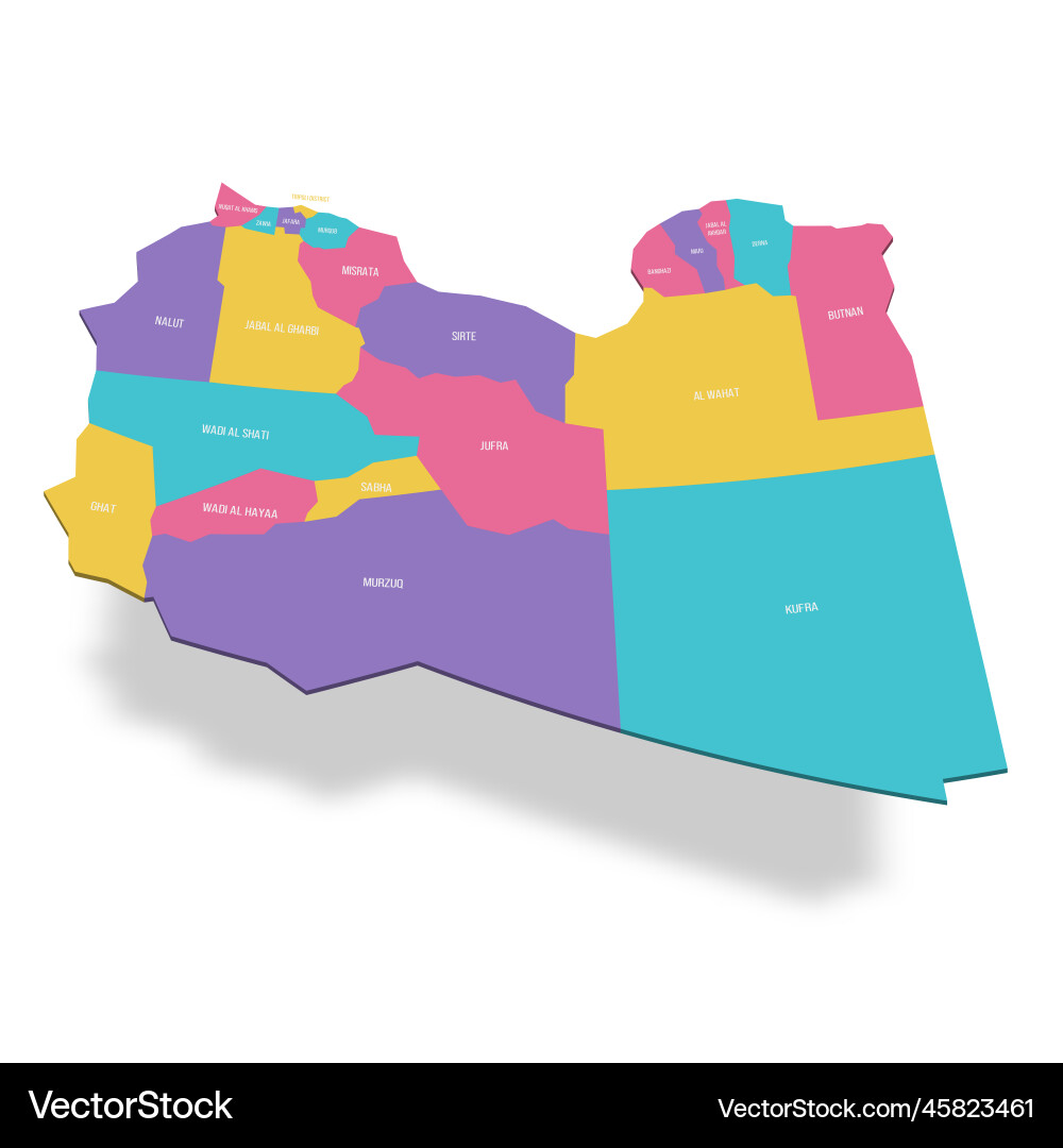 Libya political map of administrative divisions Vector Image