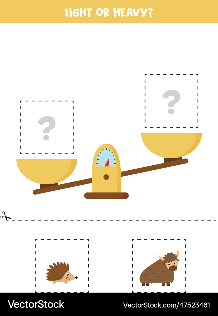 Light heavy or equal cut pictures below and glue Vector Image