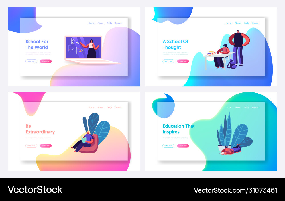 Online school education landing page template set Vector Image