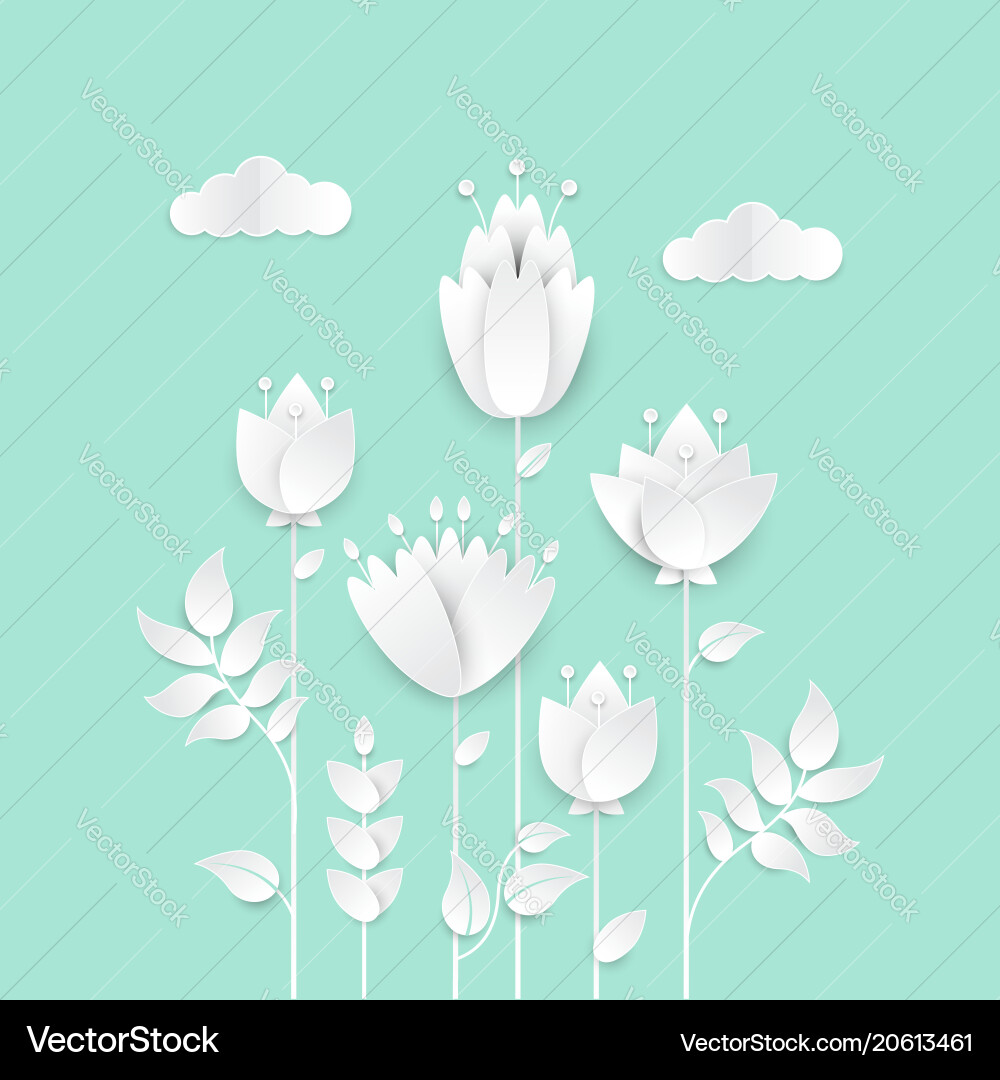 Paper cut flowers - modern colorful Royalty Free Vector