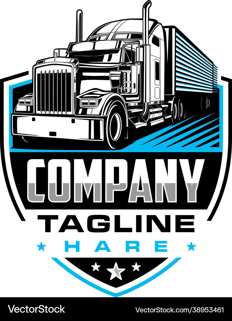Semi trailer truck logo Royalty Free Vector Image