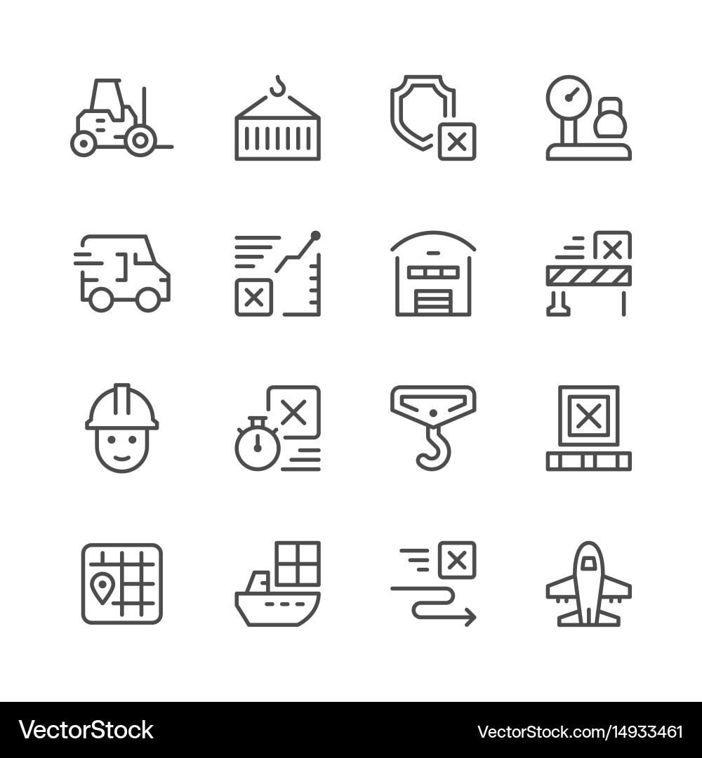 Set line icons of logistics Royalty Free Vector Image