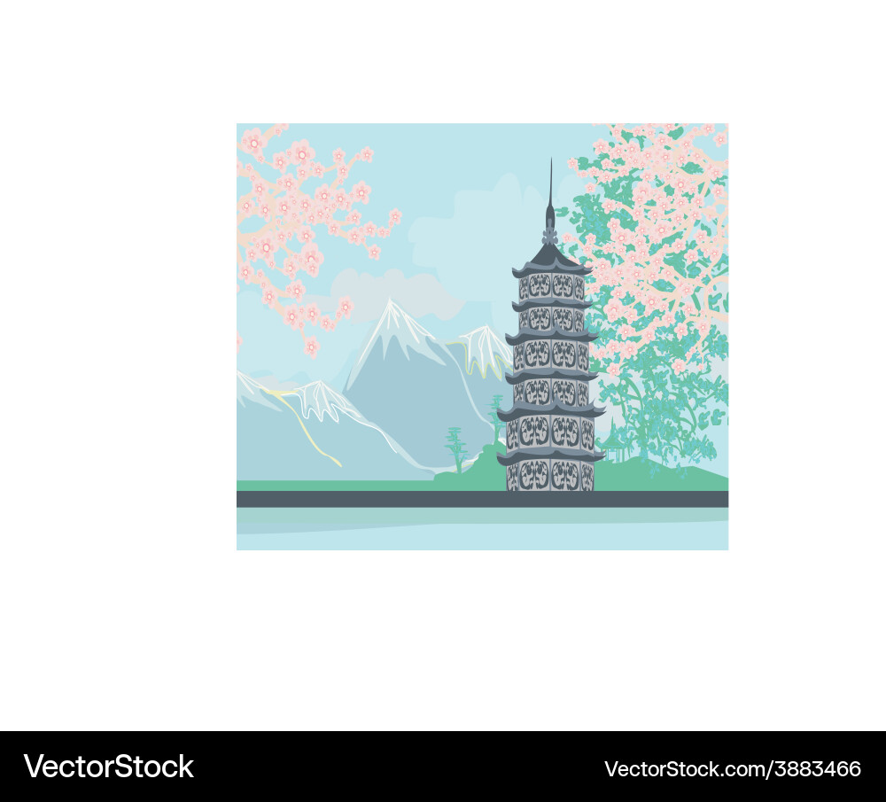 Beautiful landscape in japan Royalty Free Vector Image