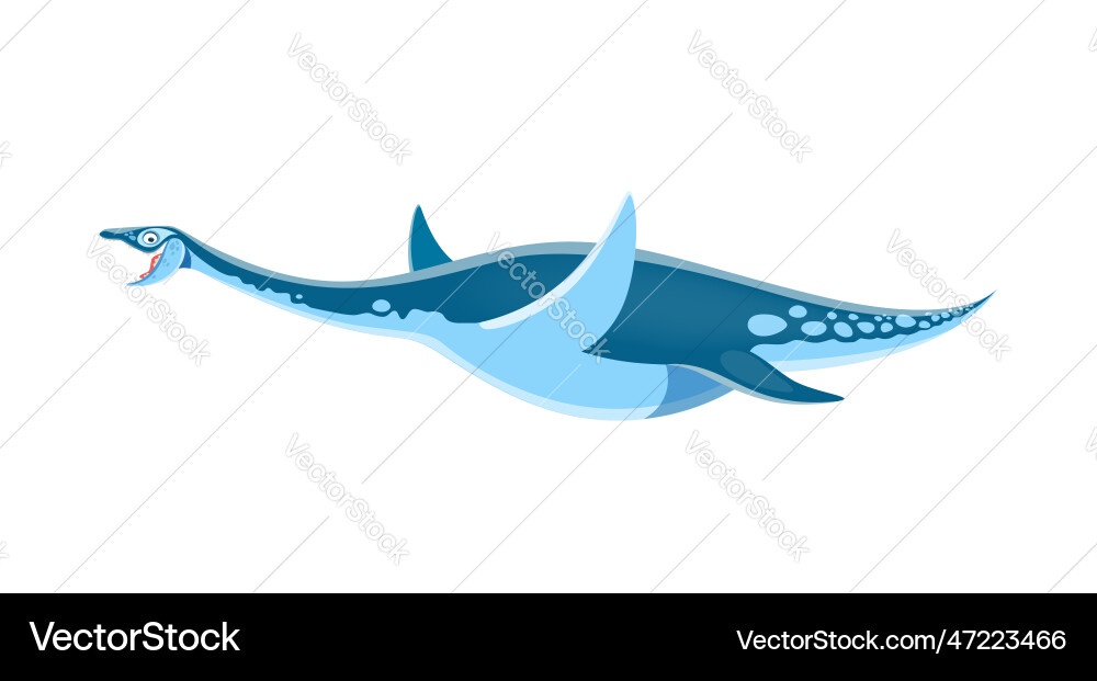 Cartoon elasmosaurus dinosaur cute character Vector Image