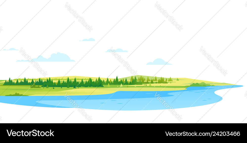 Forest near river landscape panorama Royalty Free Vector