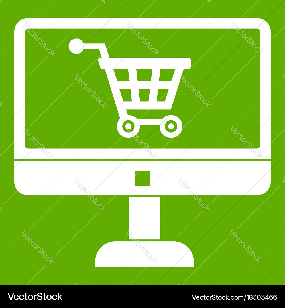 Purchase at online store through computer icon Vector Image