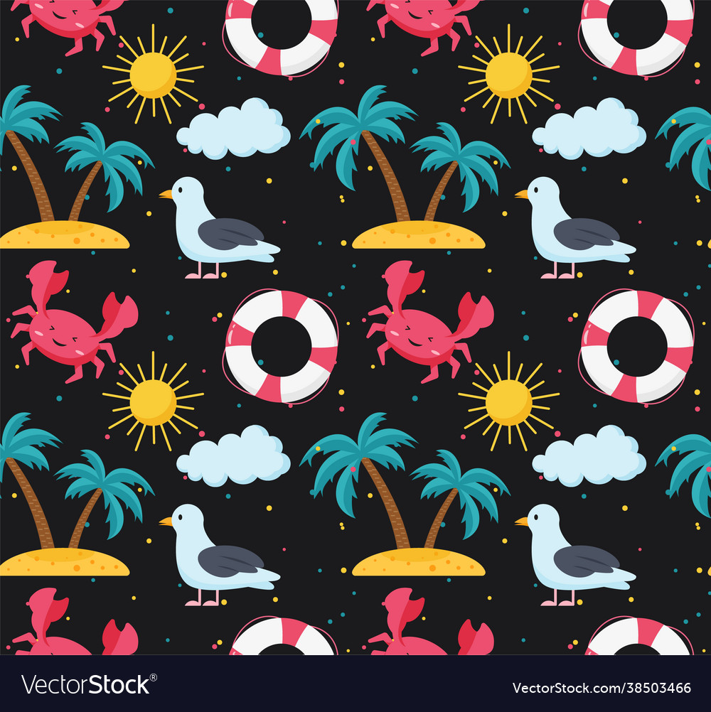 Seamless colorful summer beach pattern Royalty Free Vector