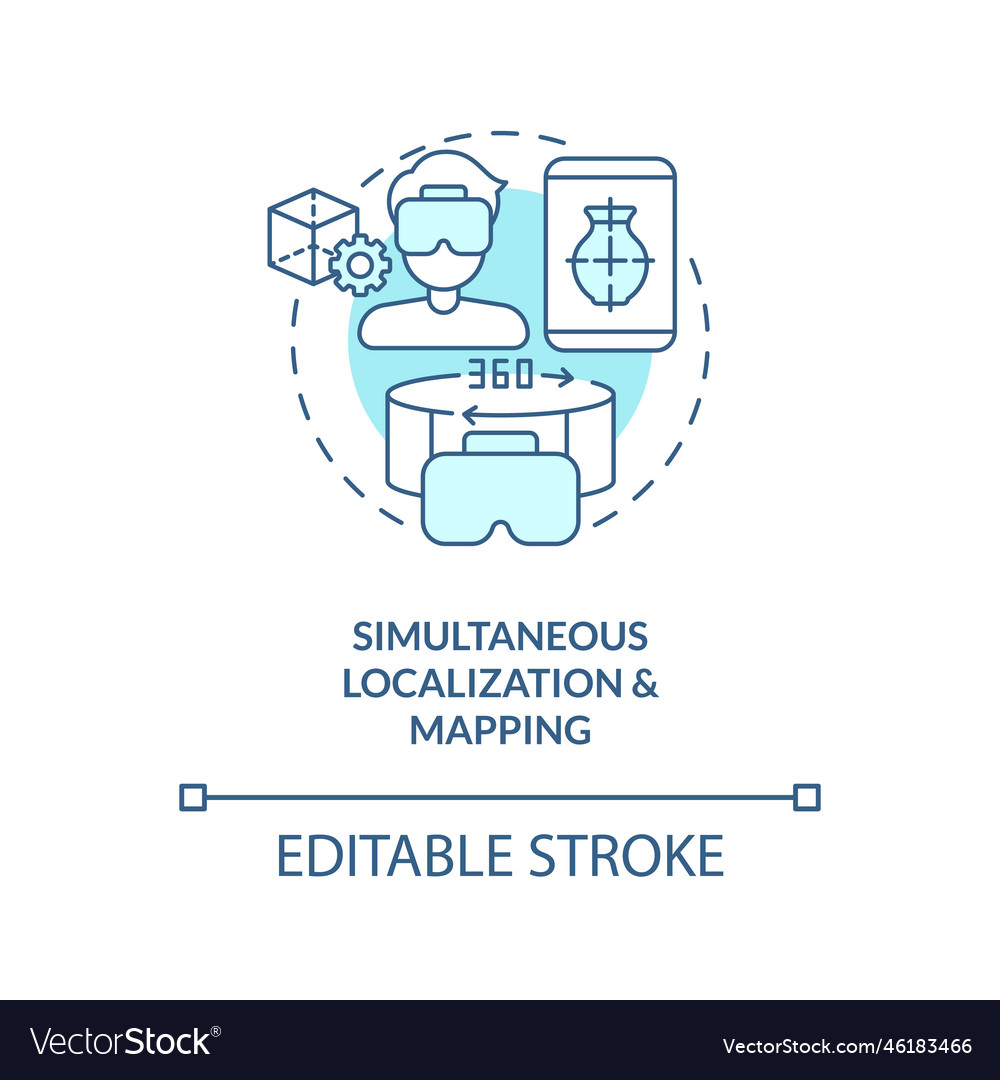 Simultaneous localization and mapping turquoise Vector Image