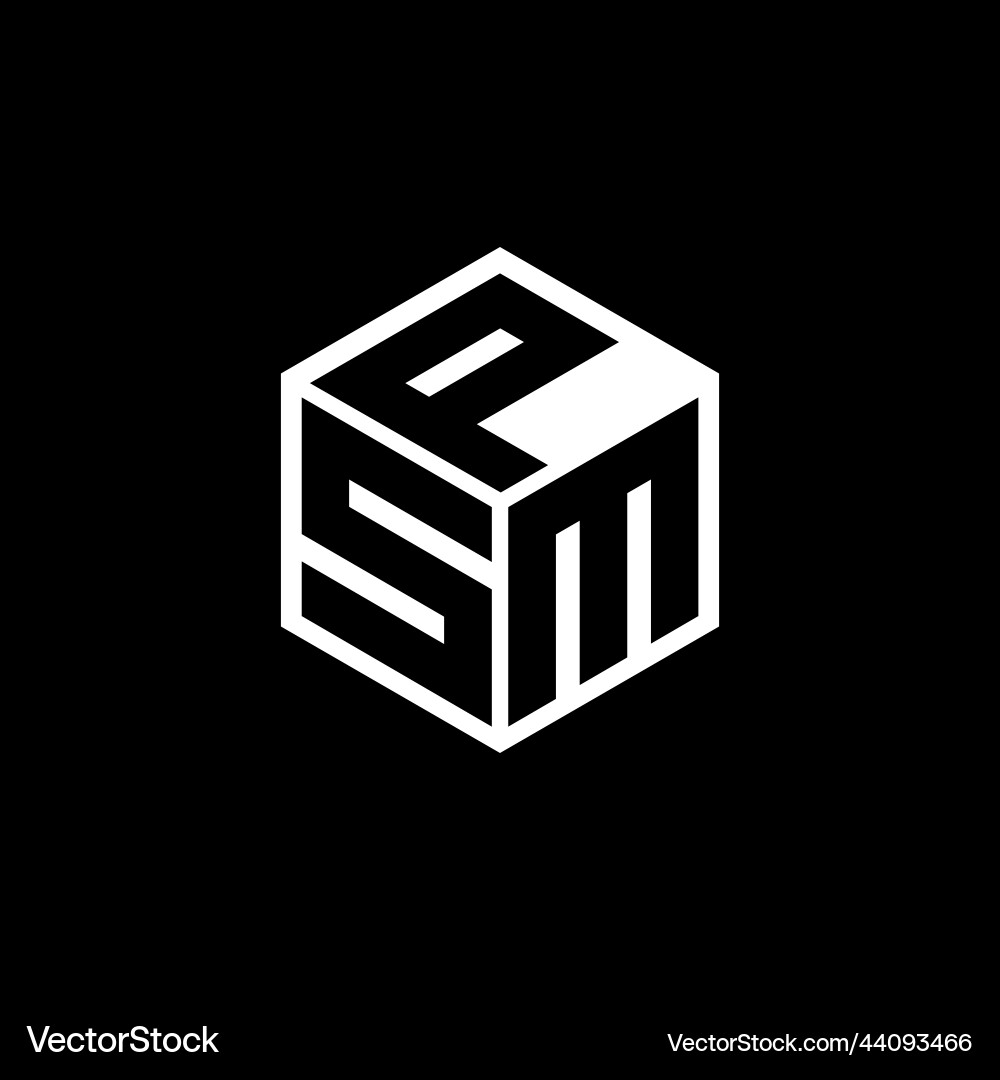 Smp letter logo design with black background Vector Image
