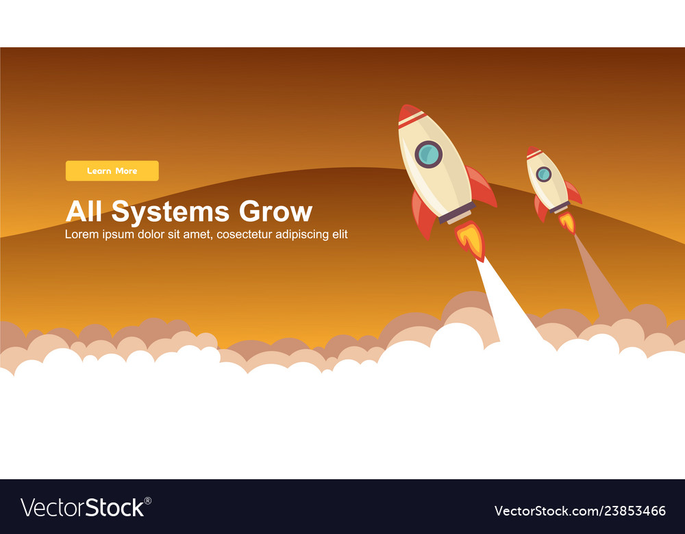 Start up simple rocket web design responsive Vector Image
