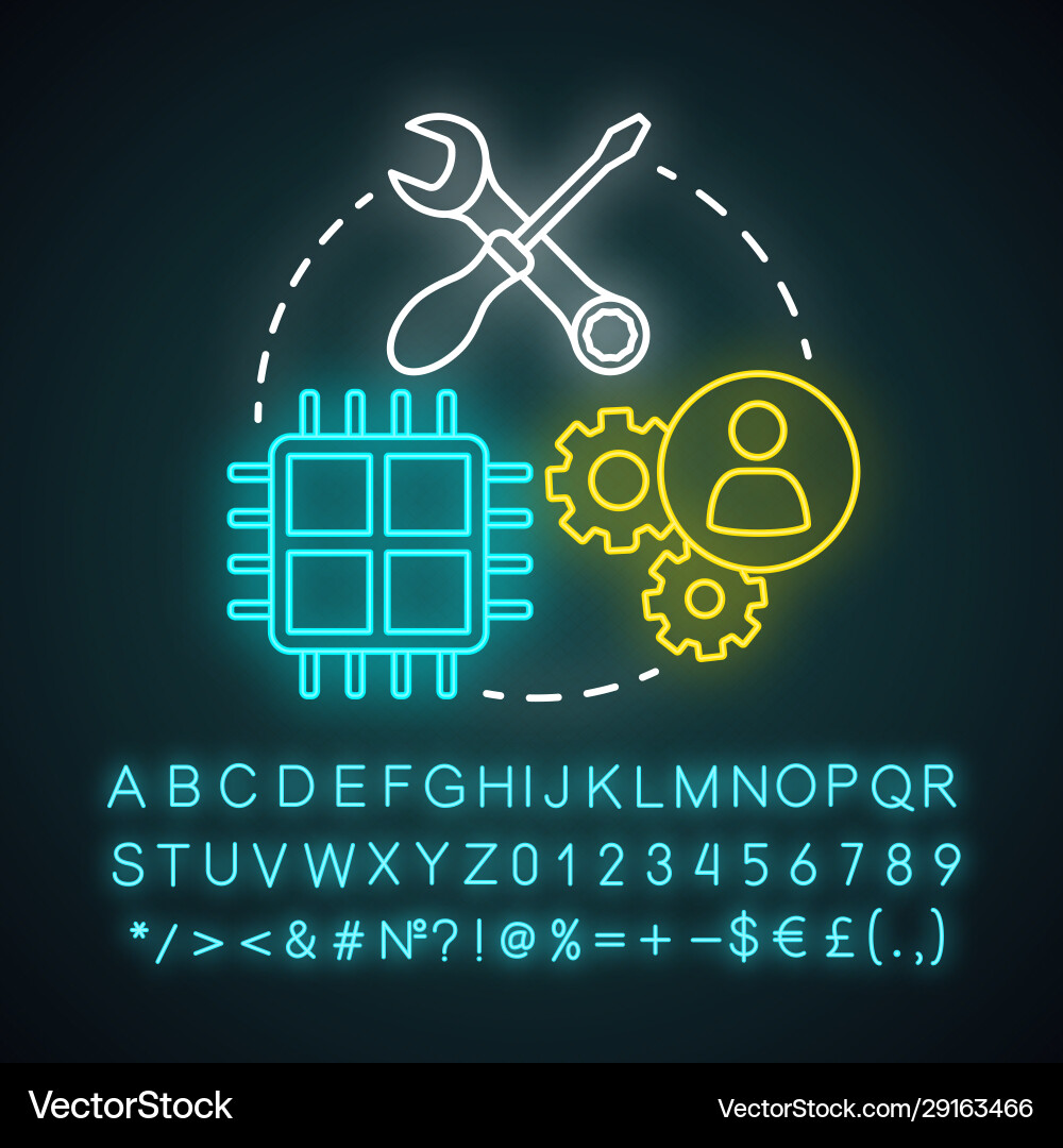 Technician lifestyle neon light concept icon Vector Image