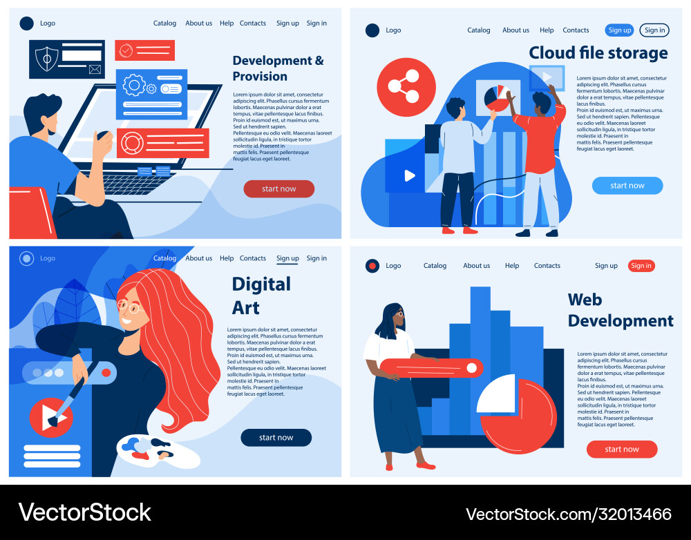 Three ui landings or business templates Royalty Free Vector